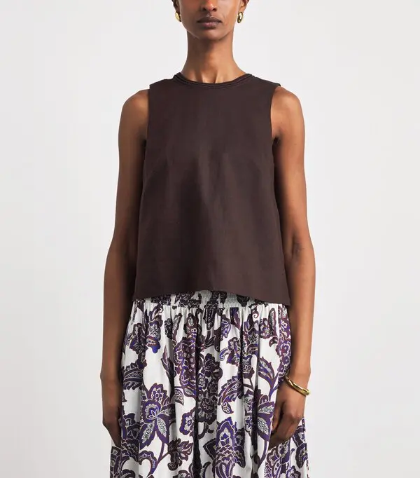ME+EM Linen-blend Crochet-trim Top