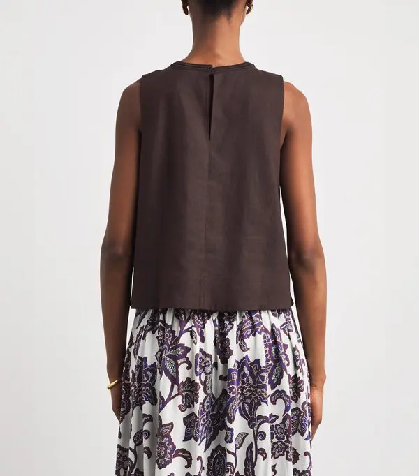 ME+EM Linen-blend Crochet-trim Top