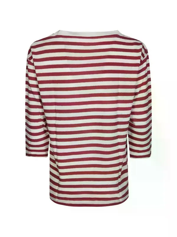 Majestic Filatures Striped Boat-neck T-shirt - Red