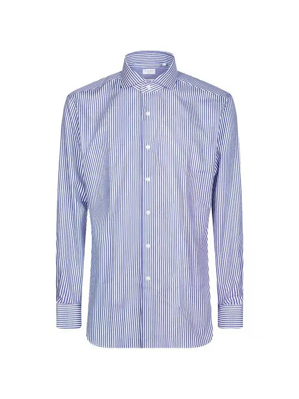 XACUS Striped Cotton Shirt - Blue