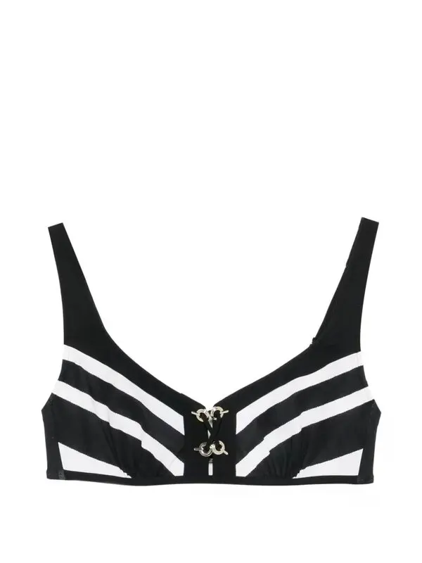MARYAN MEHLHORN Striped Lace-up Bikini Top - Black