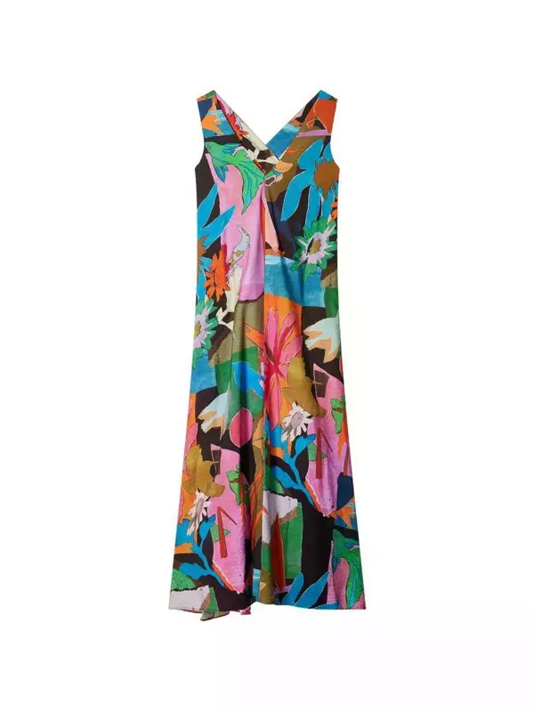 Paul Smith River Collage Floral-print V-neck Dress - Blue