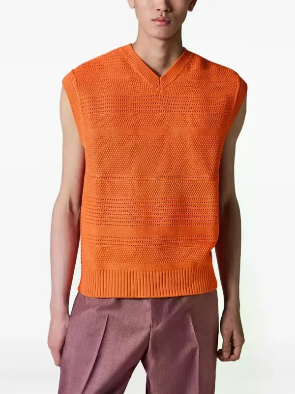 Paul Smith Open-knit V-neck Vest - Orange