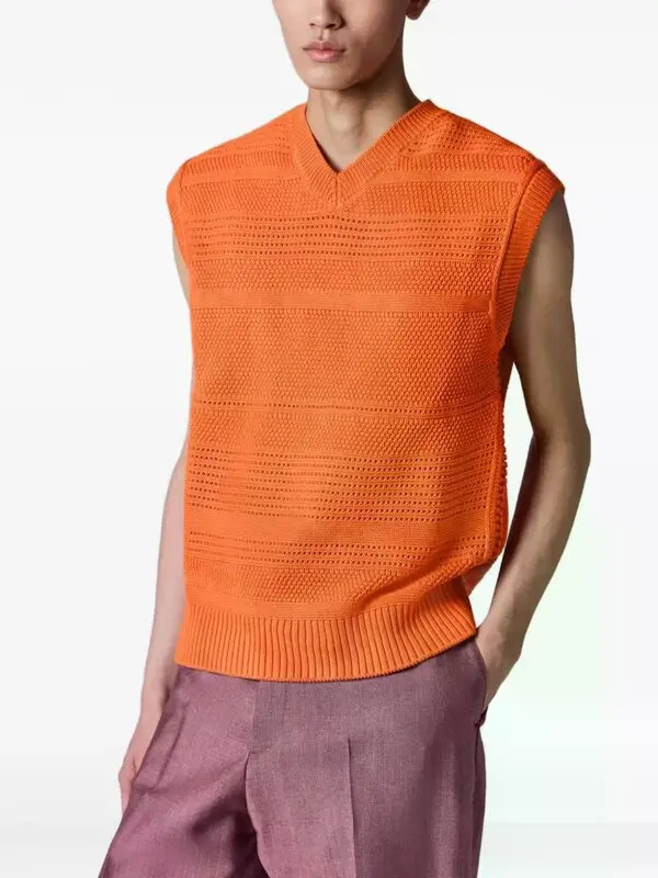 Paul Smith Open-knit V-neck Vest - Orange