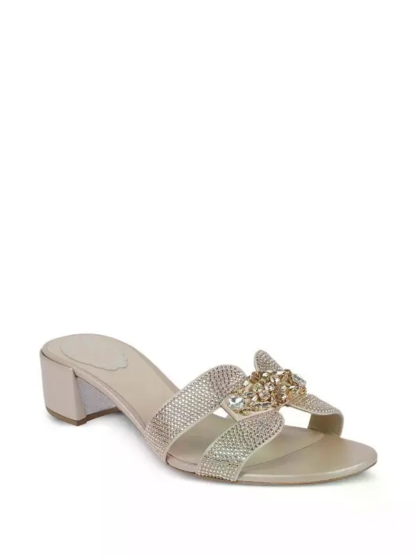 Rene Caovilla Crystal-embellished Block Heel Sandals