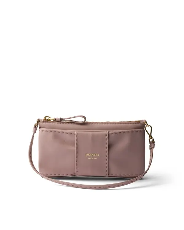 Prada Nappa Leather Zipper Pouch With Card Slots And Strap