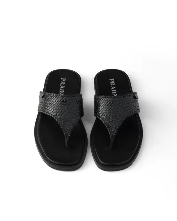 Prada Leather Thong Sandals