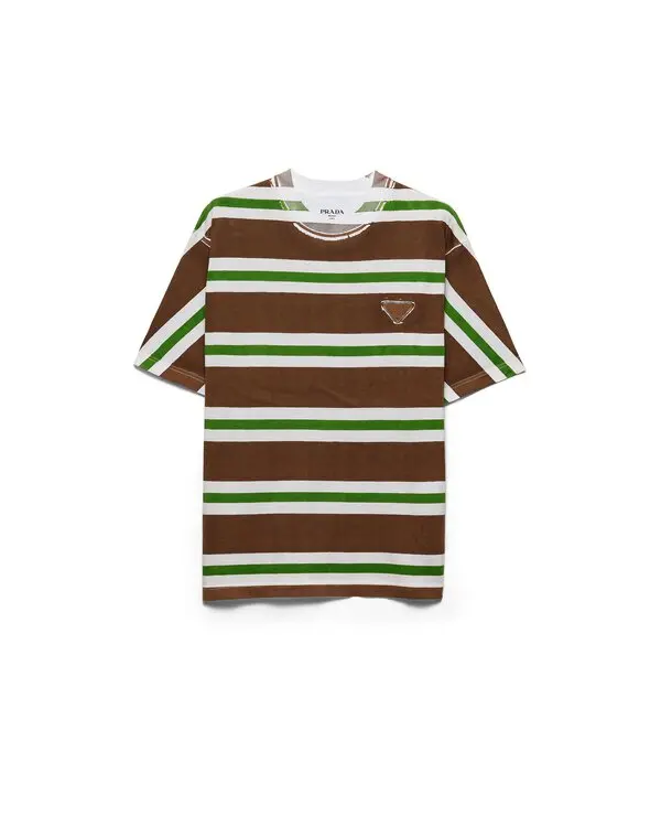 Prada Printed Cotton T-shirt - Cocoa/fern