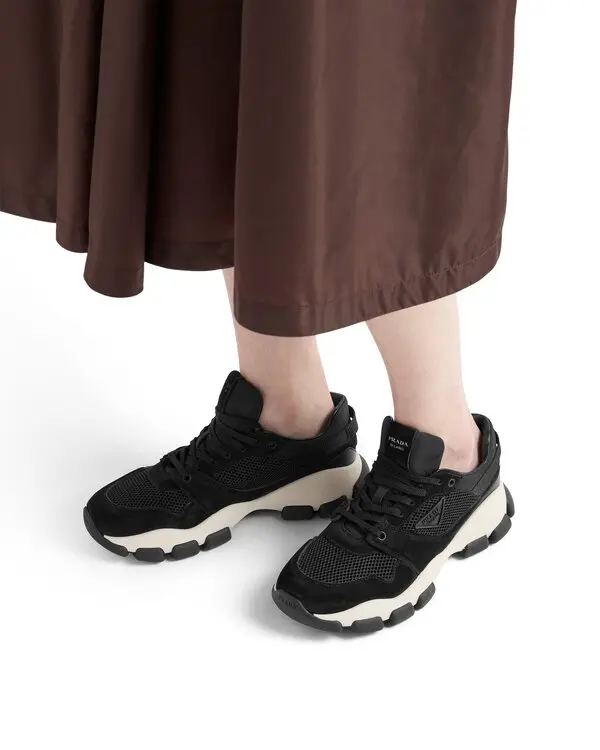 Prada Mesh And Suede Sneakers