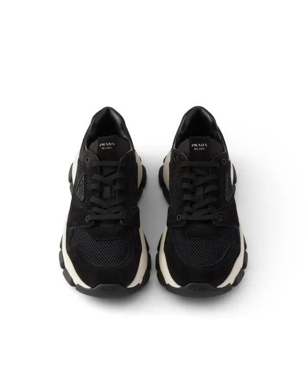 Prada Mesh And Suede Sneakers