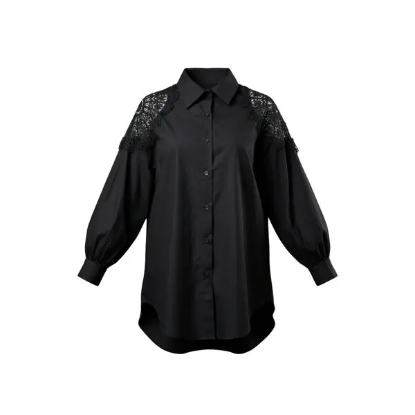 IZABELA MANDOIU Lace Shoulder Button-up Shirt