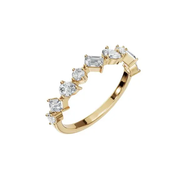 AYA FINE JEWELRY Fourteen Kt Gold Mix Shape Diamond Band Ring - Yellow