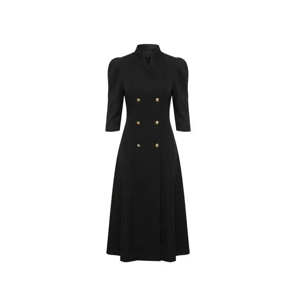 ESTHER SAADIA The Collar Renouveau Midi Dress - Black