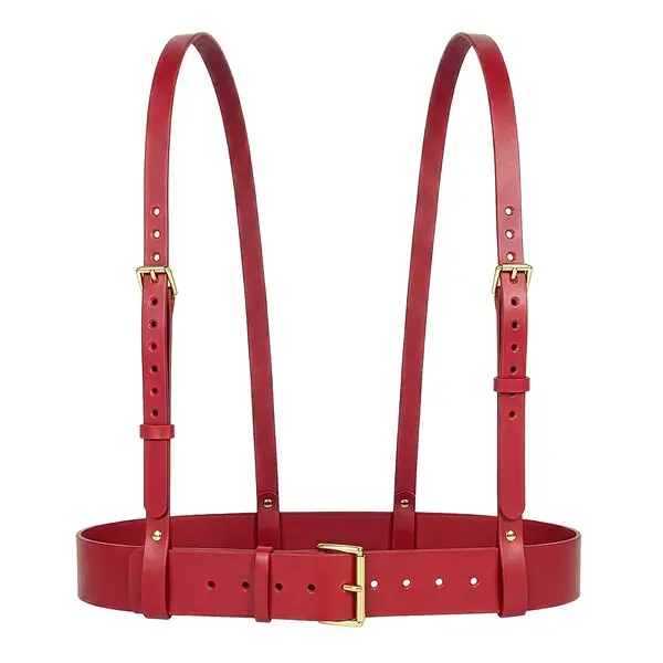 HAUTE CUIR Leather Suspender Harness - Red