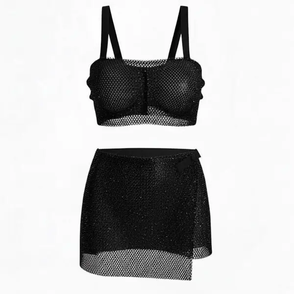 RUKO B Embellished Knitted Mesh Top