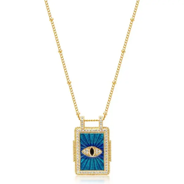 NIALAYA JEWELRY Evil Eye Pendant Necklace - Gold/blue