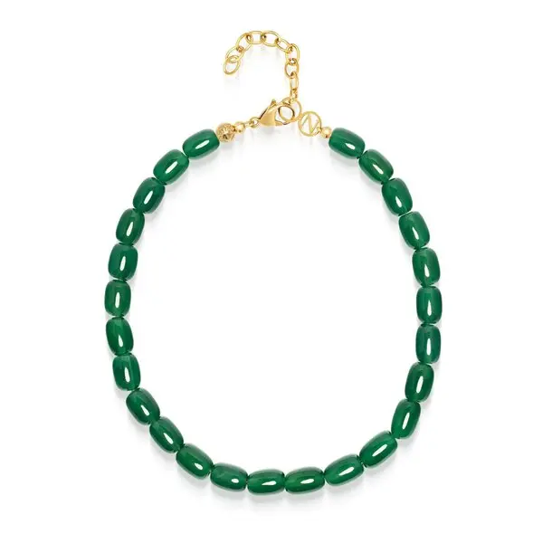 NIALAYA JEWELRY Agate Beaded Necklace - Green