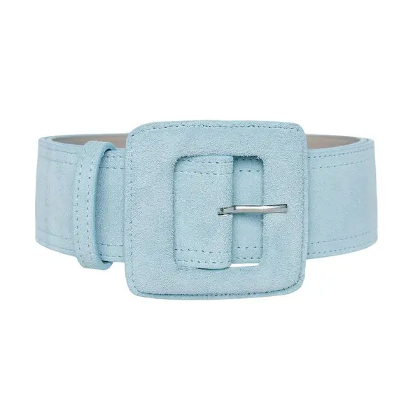 BELTBE Suede Belt With Square Buckle - Blue