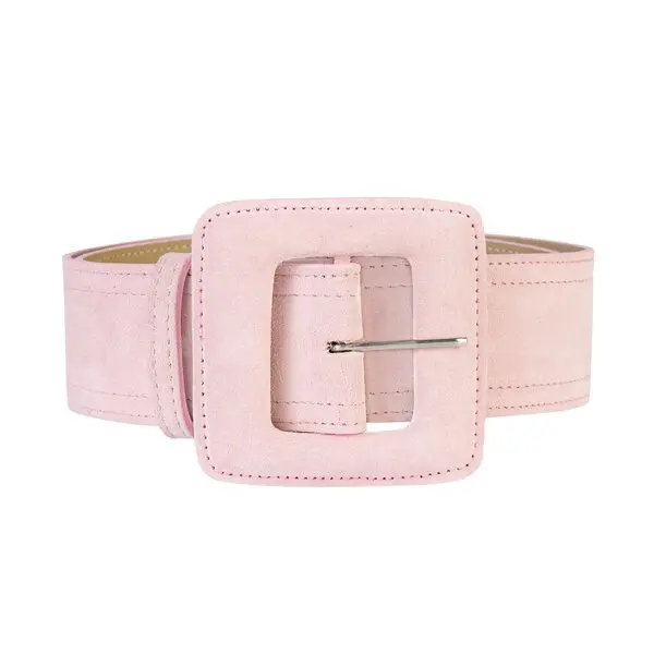BELTBE Suede Belt With Square Buckle - Pink