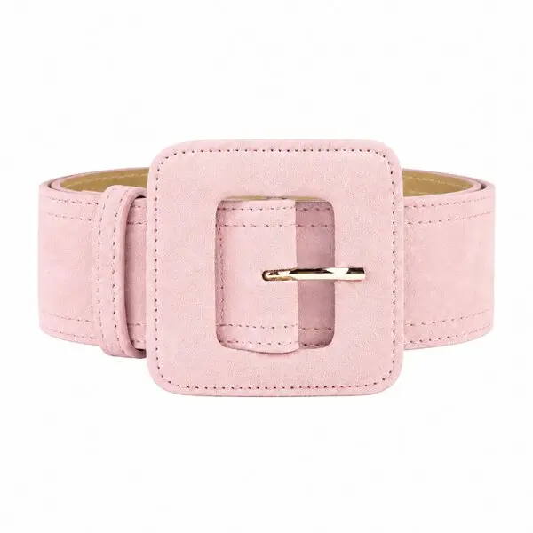 BELTBE Suede Square Buckle Belt - Pink