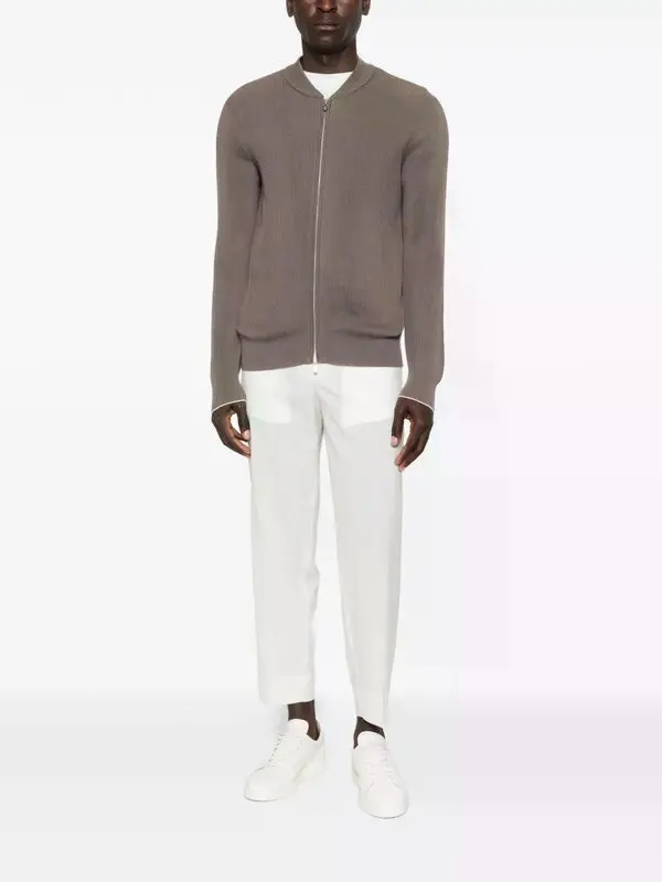 Brunello Cucinelli Ribbed Zip-fastening Cardigan - Brown