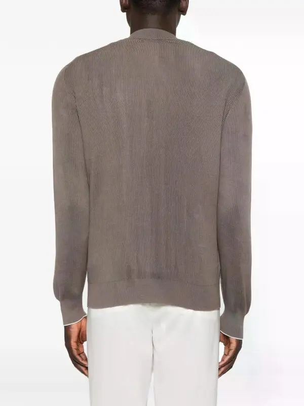 Brunello Cucinelli Ribbed Zip-fastening Cardigan - Brown