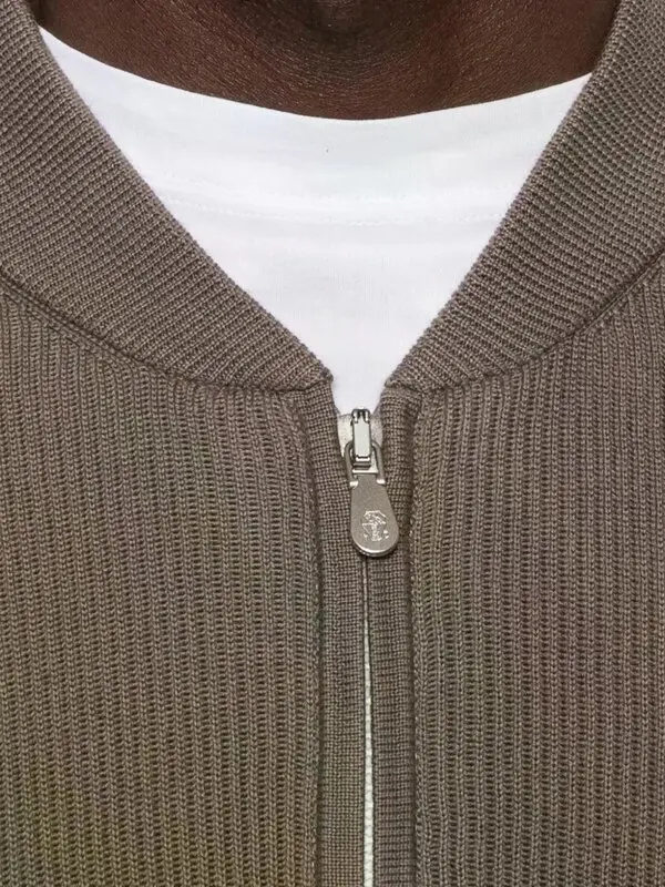 Brunello Cucinelli Ribbed Zip-fastening Cardigan - Brown