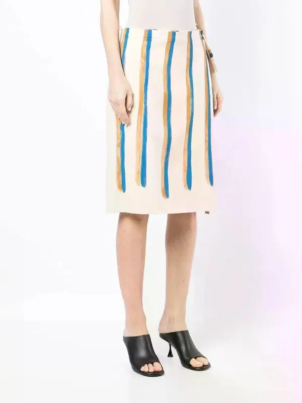 Marni Striped Virgin Wool Wrap Skirt