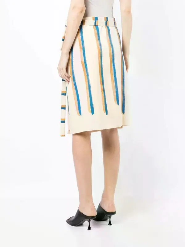Marni Striped Virgin Wool Wrap Skirt