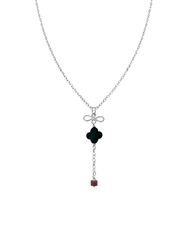 INARI JEWELLERY Sago Charm Drop Necklace - Black/silver