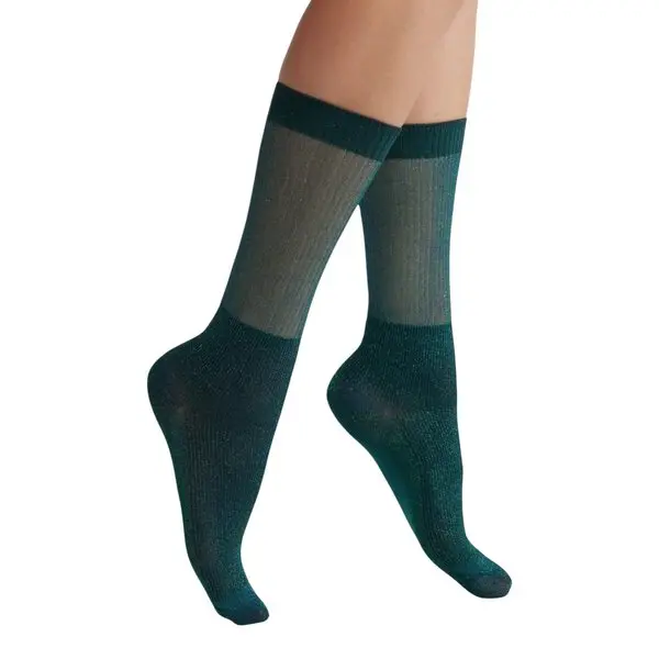 HIGH HEEL JUNGLE BY KATHRYN EISMAN Glitter Dance Crew Socks - Blue/green