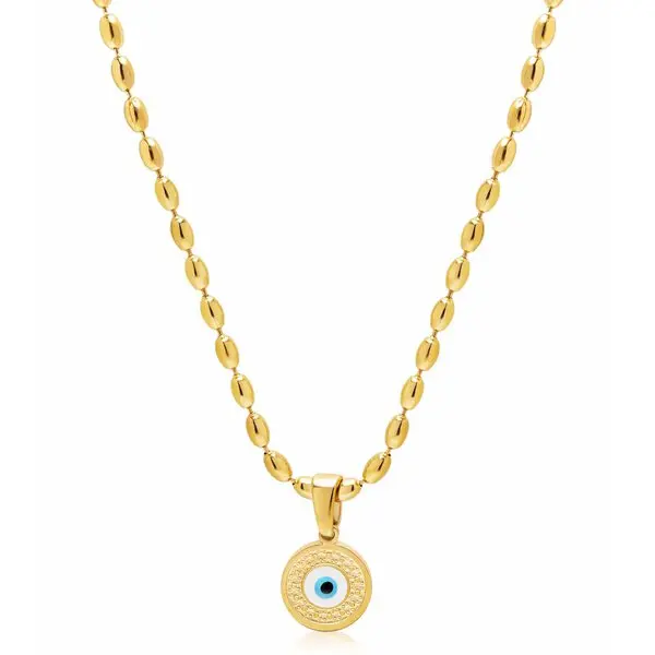 NIALAYA JEWELRY Evil Eye Beaded Chain Necklace - Gold