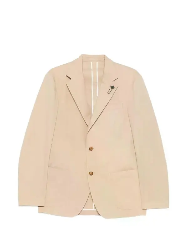 LARDINI Flower-pin Notch-lapel Blazer - Neutrals