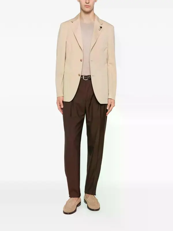 LARDINI Flower-pin Notch-lapel Blazer - Neutrals