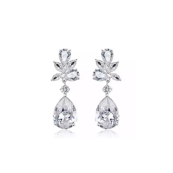 CHANEL JOAN ELKAYAM Crystal Drop Dangle Earrings - Silver