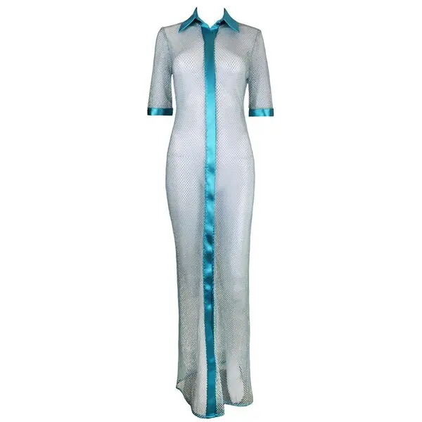 AK ROYALTY RESORTWEAR Athena Rhinestone Maxi Dress - Blue