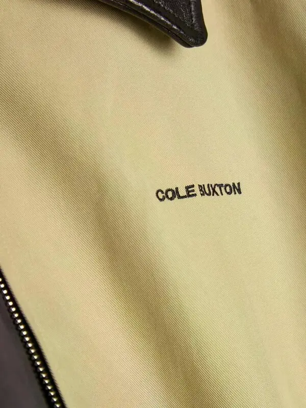COLE BUXTON Leather-collar Logo-print Jacket