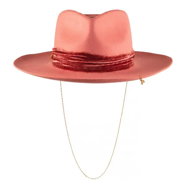 SHADED THE LABEL Hendra Velvet Fedora Hat With Sterling Silver Jewellery - Pink
