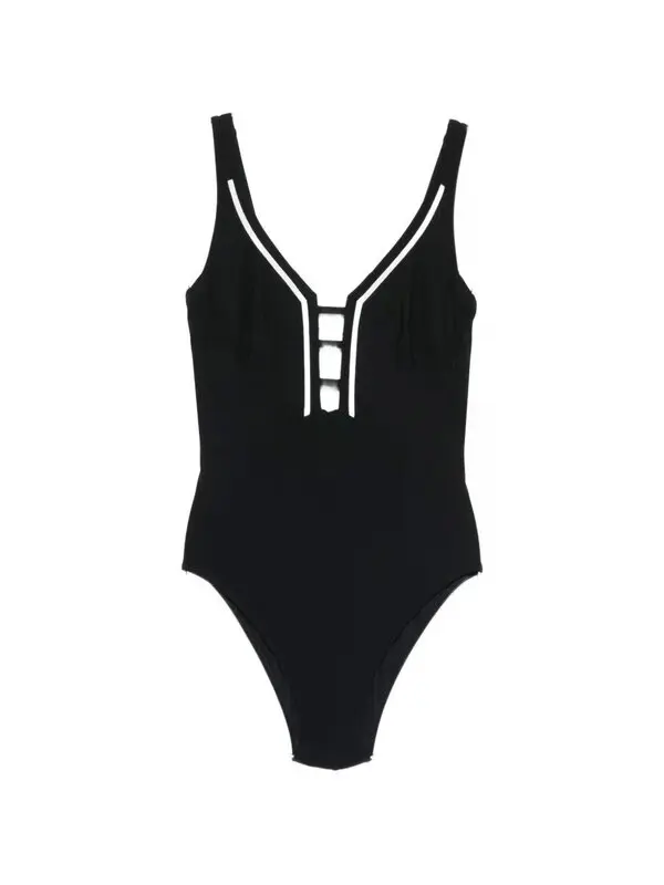 MARYAN MEHLHORN Contrast-trim Ladder-detail Swimsuit - Black