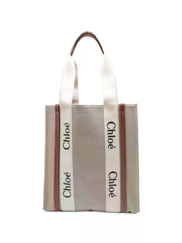 Chloé Woody Leather-trim Tote Bag - Neutrals