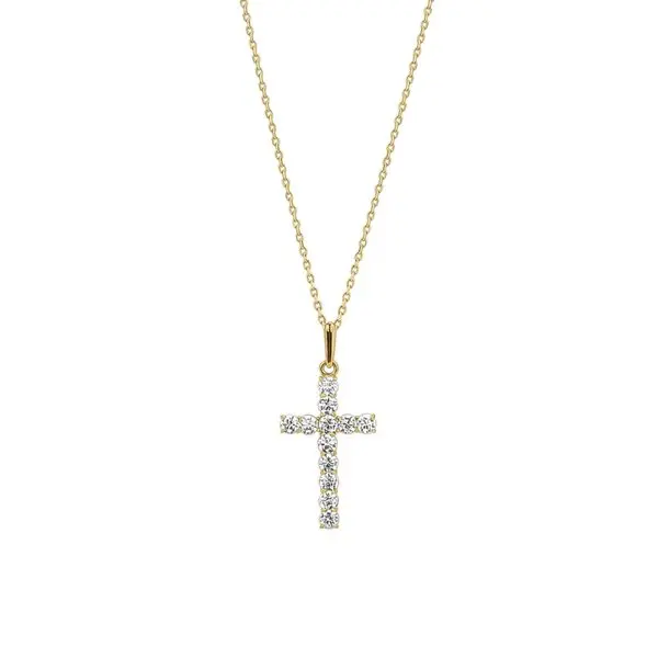 SPERO LONDON 9ct Solid Jeweled Cross Pendant Necklace - Gold