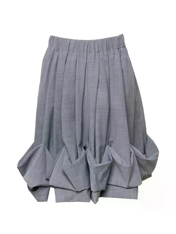 ENFOLD Roll-up Draped Shorts - Grey