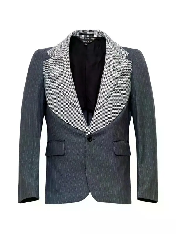 Comme Des Garçons Pinstripe Houndstooth-panel Blazer