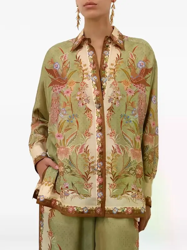 Zimmermann Indra Silk Shirt - Green