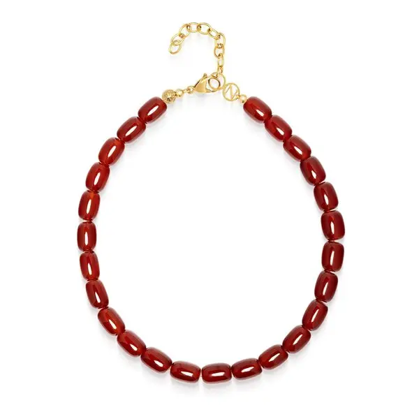 NIALAYA JEWELRY Agate Beaded Necklace - Red