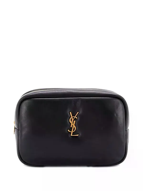 Saint Laurent Calypso Cosmetic Case Leather Pouch - Black