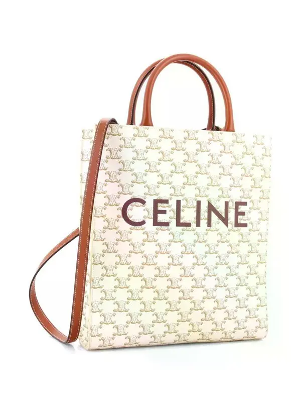 Celine Vertical Cabas Triomphe Coated Canvas Small Tote Bag - Neutrals