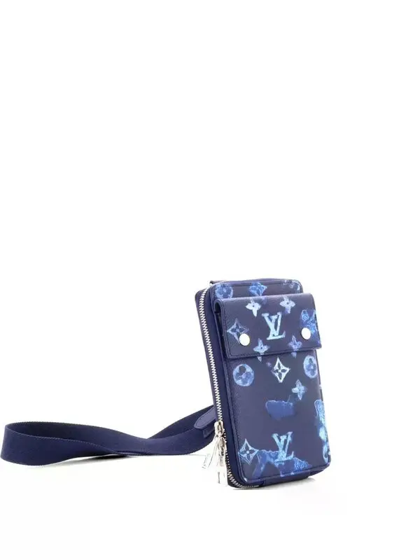 LOUIS VUITTON Monogram Ink Watercolor Leather Phone Pouch Crossbody Bag - Blue