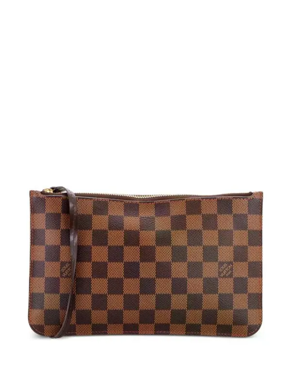 LOUIS VUITTON Neverfull Pochette Damier Large Pouch - Brown