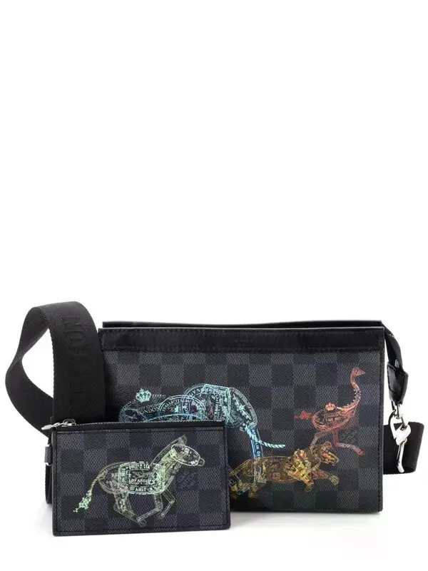 LOUIS VUITTON Gaston Wearable Wallet Limited Edition Wild Animals Damier Graphite Crossbody Bag - Black